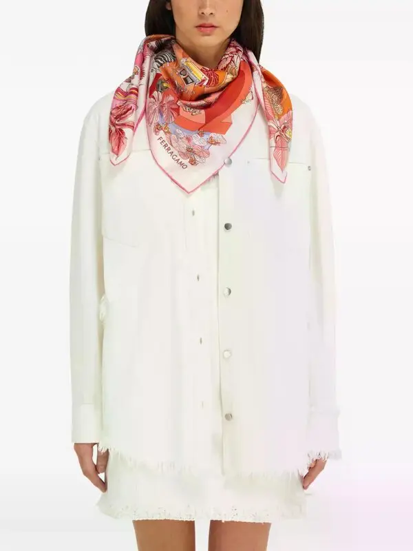 FERRAGAMO Jungle Party Print Silk Scarf
