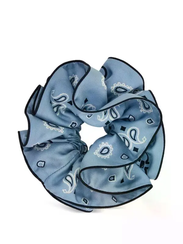 FERRAGAMO Arabesque Print Silk Scrunchie - Blue