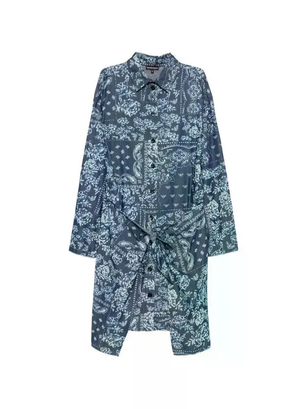 Emporio Armani Bandana-print Asymmetric Dress - Blue