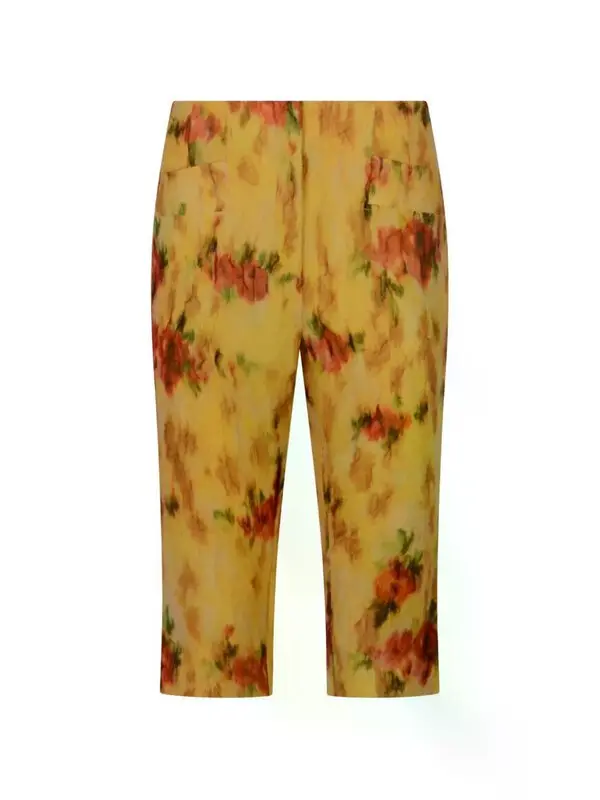 GANNI Floral Print Capri Trousers - Yellow