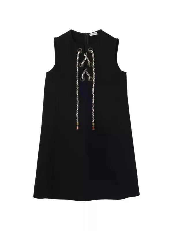 Burberry Cady A-line Mini Dress With Check Lace-up Detail - Black