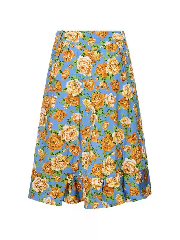 Rabanne Floral-print Ruffled A-line Skirt
