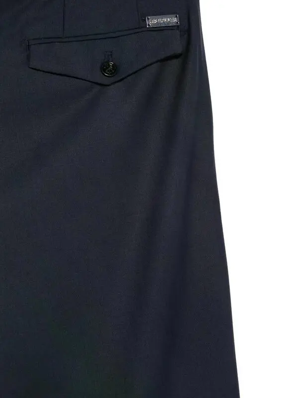 LES HOMMES Pleated Logo-plaque Trousers