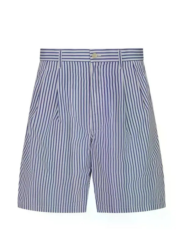 Comme Des Garçons Vertical Stripe Pleated Shorts - Blue