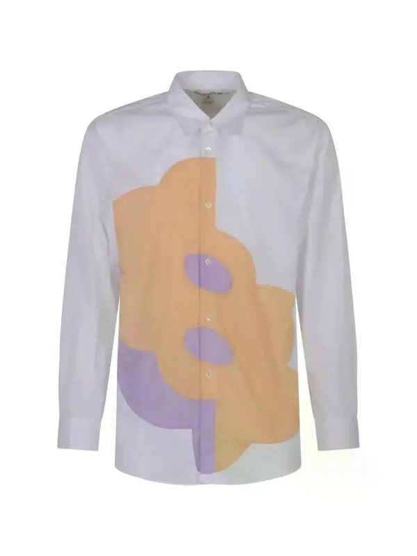 Comme Des Garçons Graphic-patch Long-sleeve Shirt - White