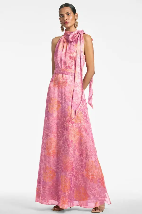 Sachin & Babi Floral Georgette Maxi Gown - Pastel Sunset Hydrangea