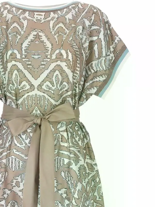 D.exterior Abstract Print Belted Maxi Dress
