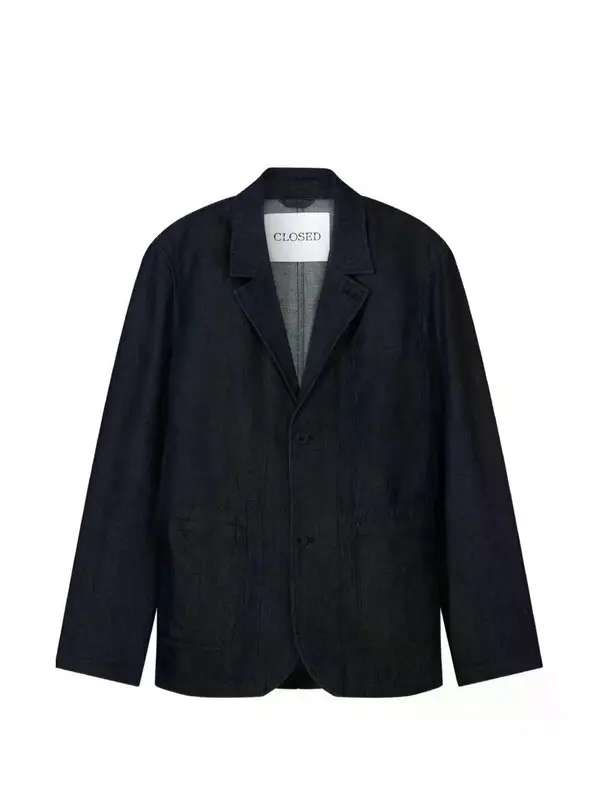Closed Notch-lapel Patch-pocket Denim Jacket