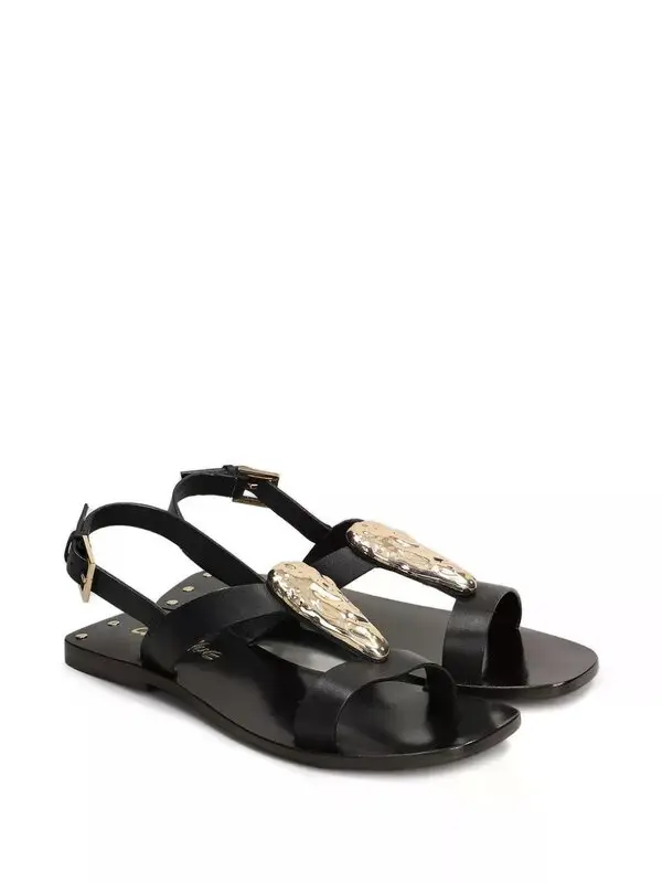 CORAL BLUE Hammered-plaque Slingback Sandals - Black