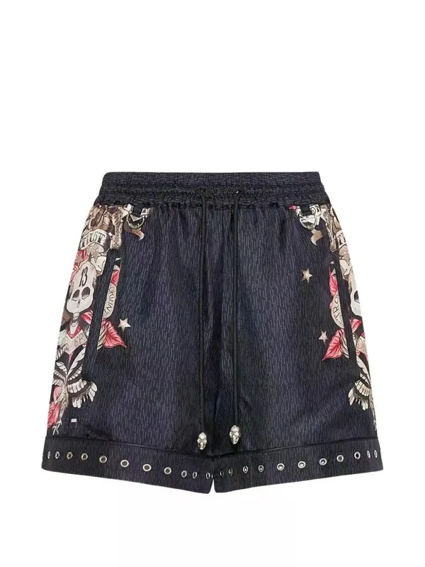 John Richmond Floral Print Shorts - Black
