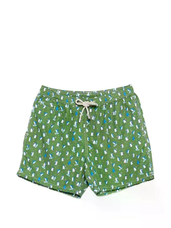 MC2 SAINT BARTH Penguin Print Swim Shorts - Green