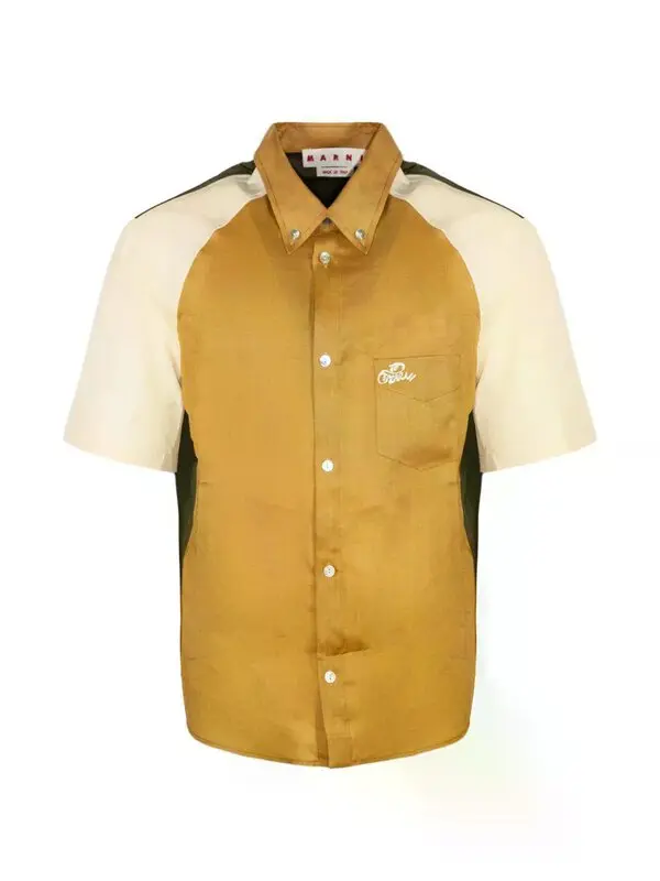 Marni Colour-block Logo-embroidered Shirt - Yellow