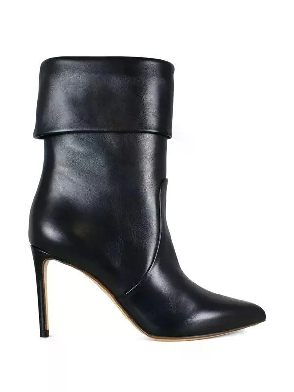 FRANCESCO RUSSO Foldover Edge Pointed Toe Ankle Boots - Black