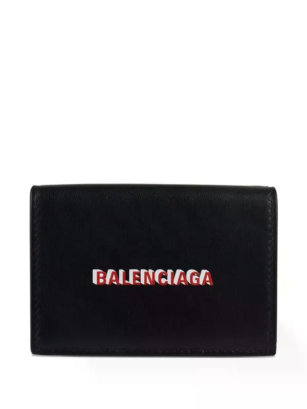 Balenciaga Logo Mini Leather Wallet - Black