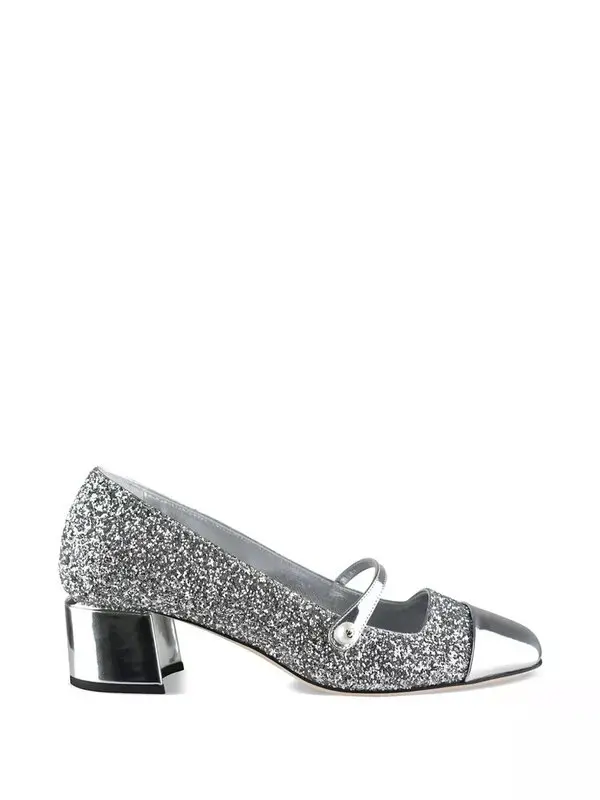 JIMMY CHOO Sequin Pearl Strap Pumps - Silver