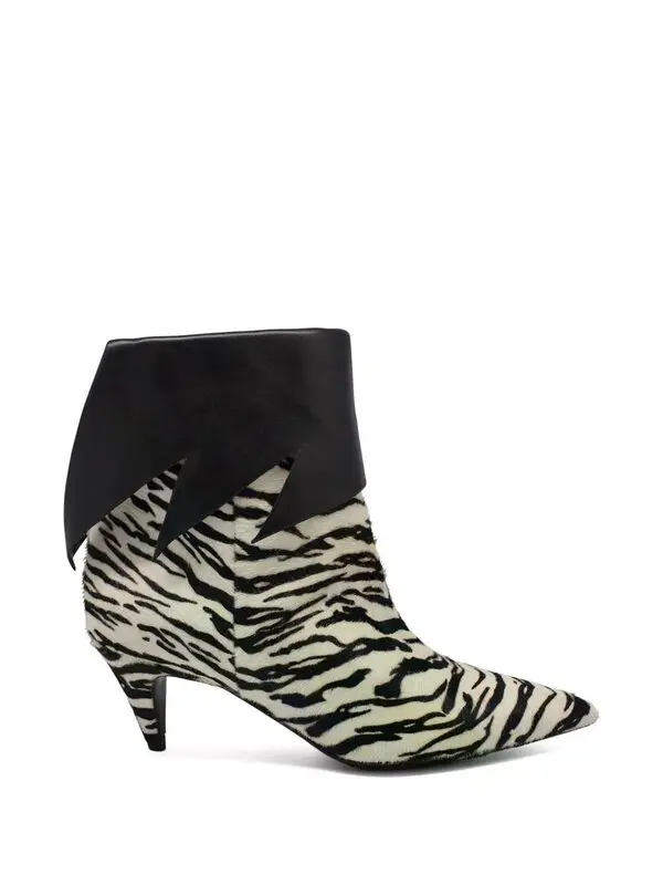 Saint Laurent Zebra Effect Cutout Boots - White