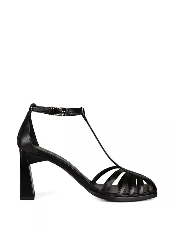 ANEST COLLECTIVE Leather Ankle Strap Sandals - Black