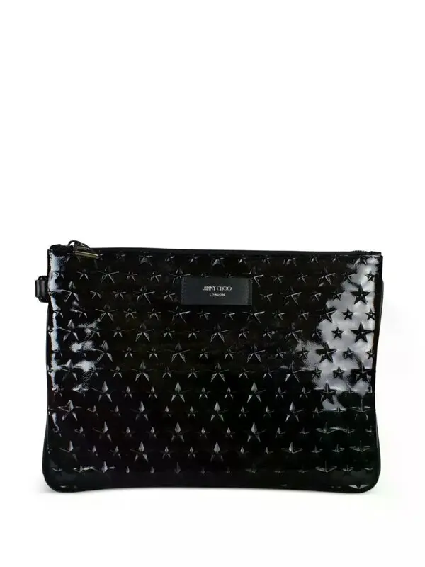 JIMMY CHOO Derek Embossed-star Clutch Bag - Black