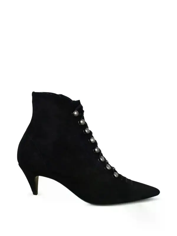 Saint Laurent Mid Heel Pointed Toe Boots - Black