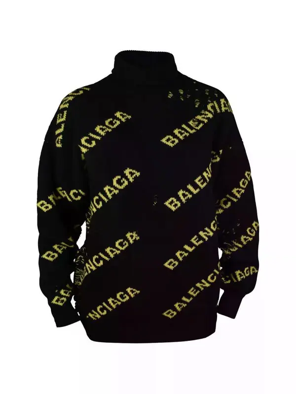 Balenciaga Logo Ribbed Turtleneck Sweater