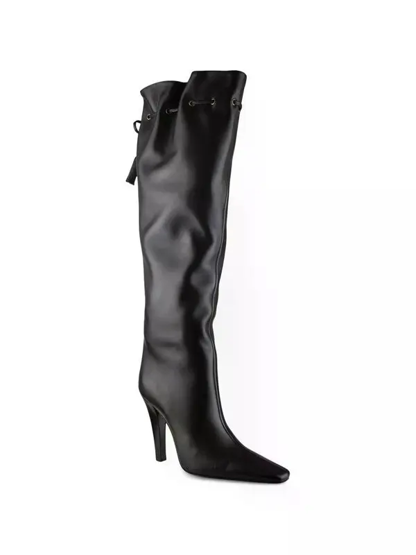 Saint Laurent Gathered Pointed Knee-high Boots