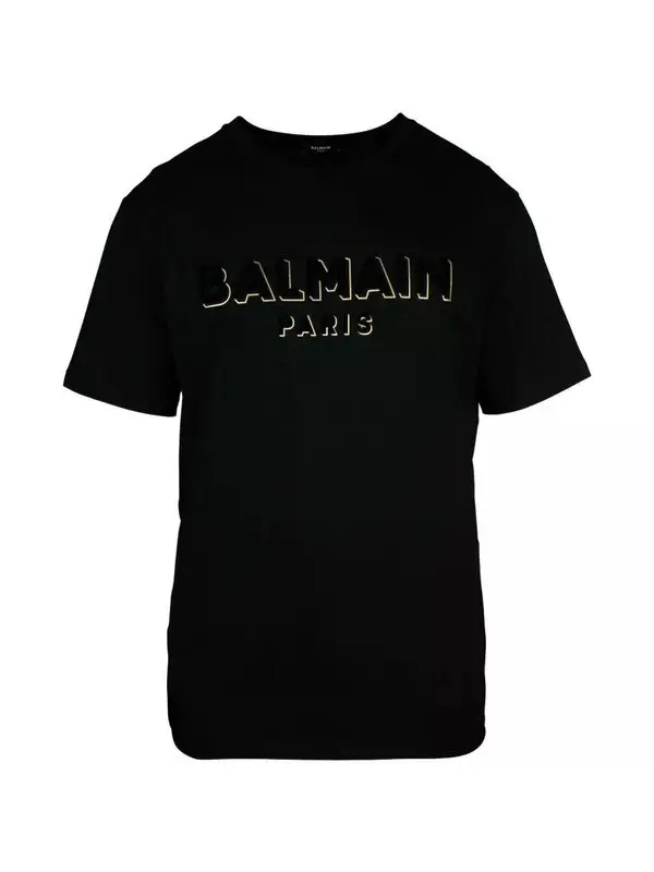 Balmain Oversized Textured Logo T-shirt - Black