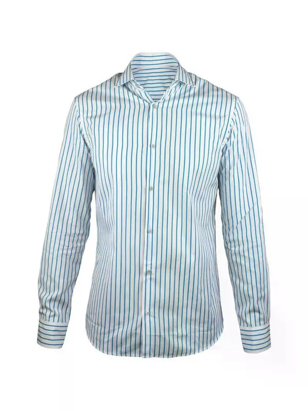 MOORER Striped Buttoned Shirt - White