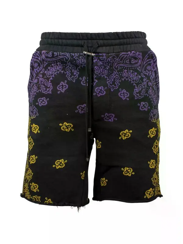 Amiri Bandana Print Logo Patch Shorts