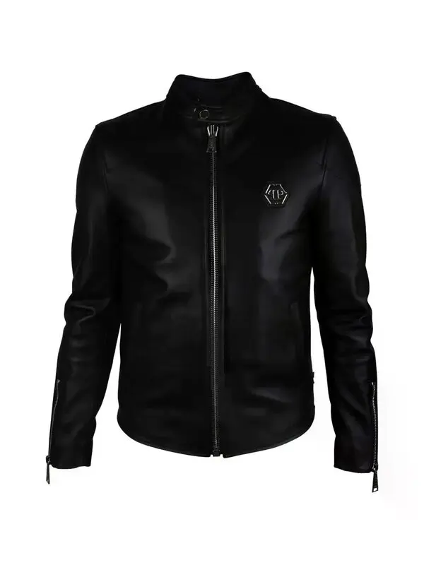 Philipp Plein Hexagonal Logo Biker Jacket
