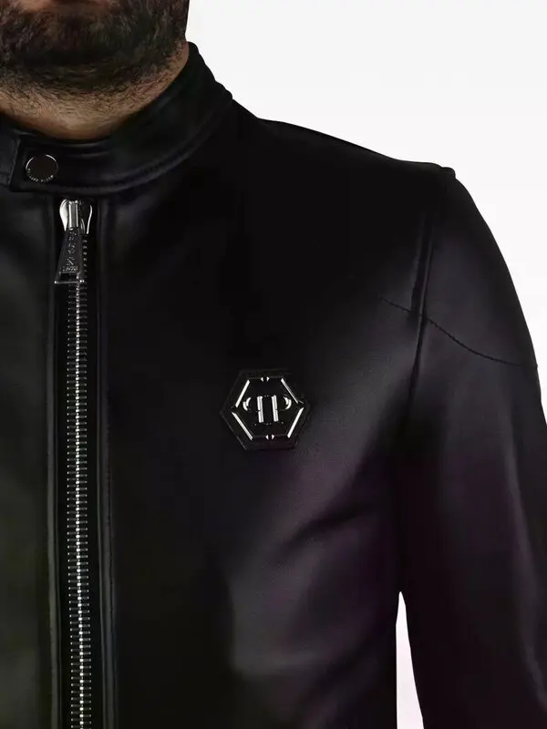 Philipp Plein Hexagonal Logo Biker Jacket