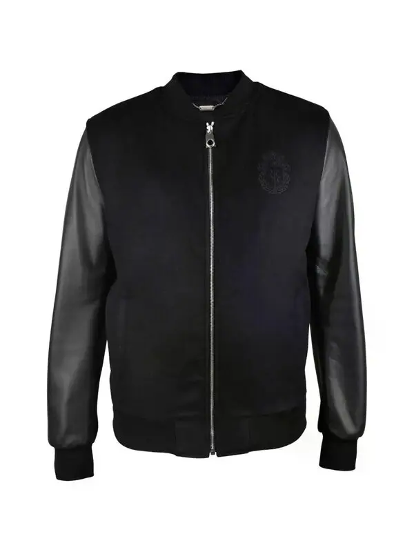 BILLIONAIRE Logo Embroidered Bomber Jacket - Black