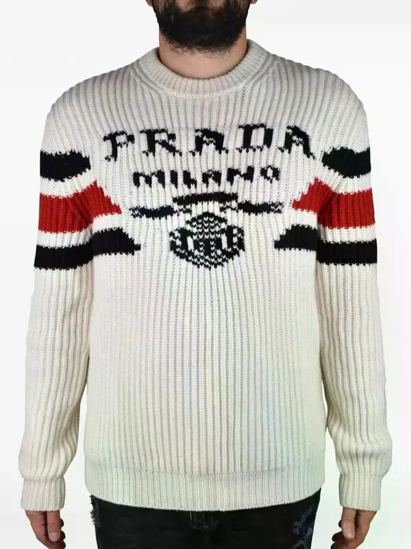 Prada Logo Striped Cashmere Sweater