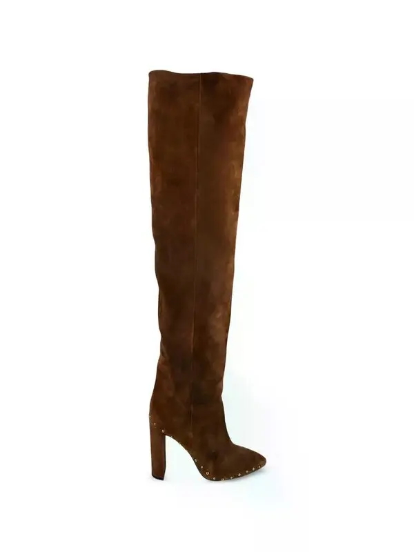 Saint Laurent Suede Studded Boots - Brown
