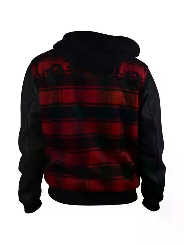 Philipp Plein Checked Hooded Bomber Jacket - Black