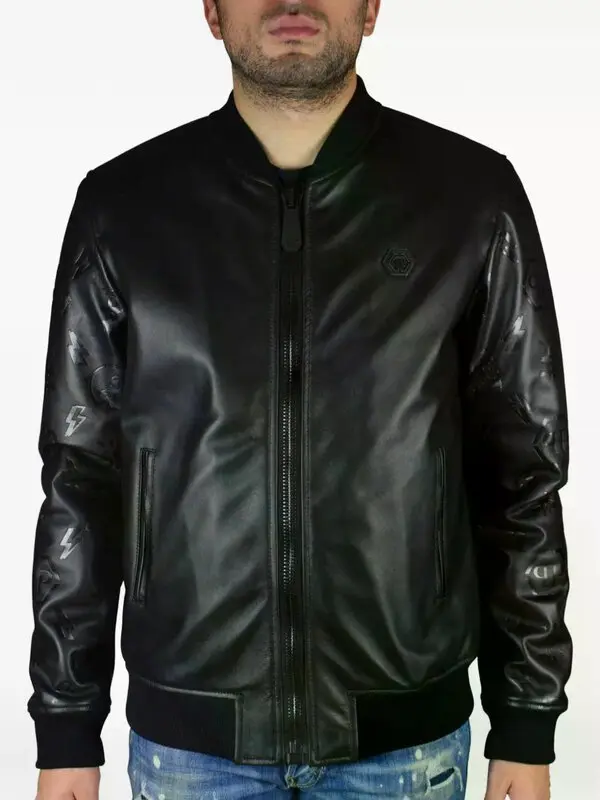 Philipp Plein Leather Bomber Jacket