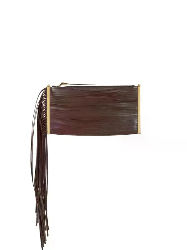 Elisabetta Franchi Fringed Leather Shoulder Bag - Brown