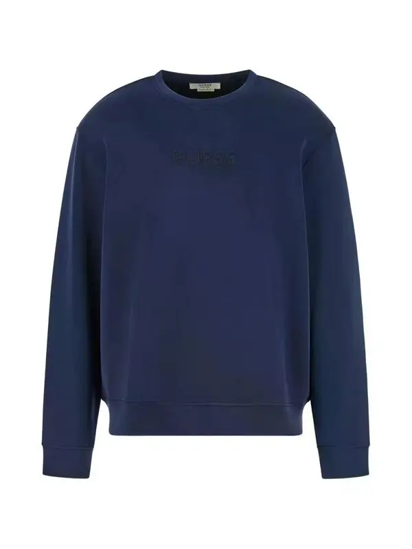 Guess Embossed Crew Neck Sweatshirt - Blue