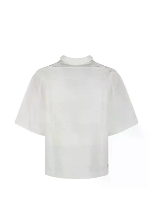 NINE:INTHE:MORNING Panelled Frayed-edge Polo-collar T-shirt - White