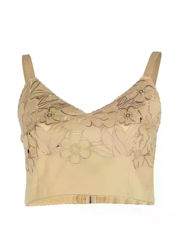 CHRISTY LYNN Feyre Embroidered Cropped Top - Neutrals