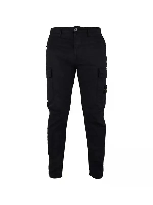 Stone Island Cargo Pants With Logo Patch - Black