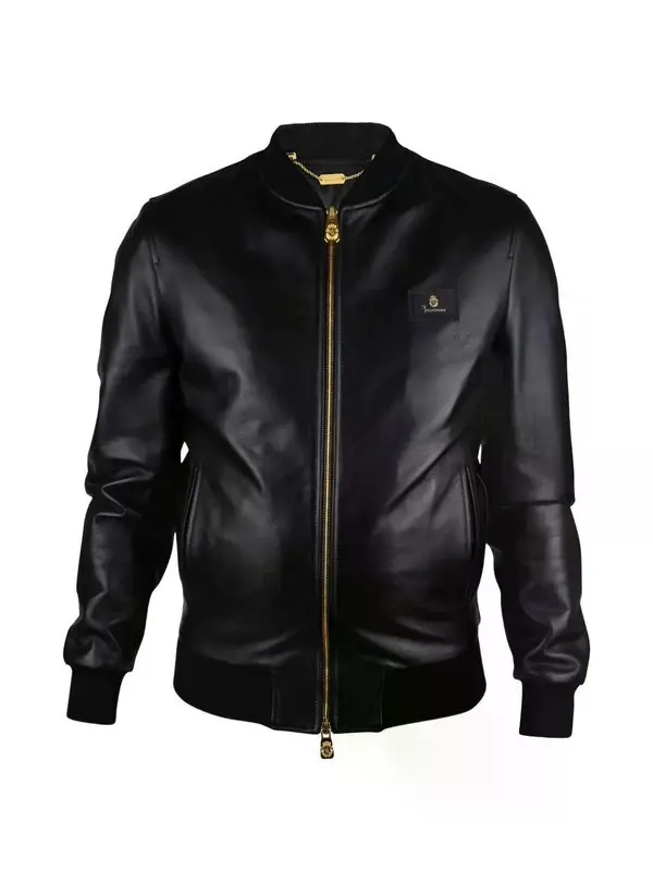 BILLIONAIRE Logo-patch Leather Jacket
