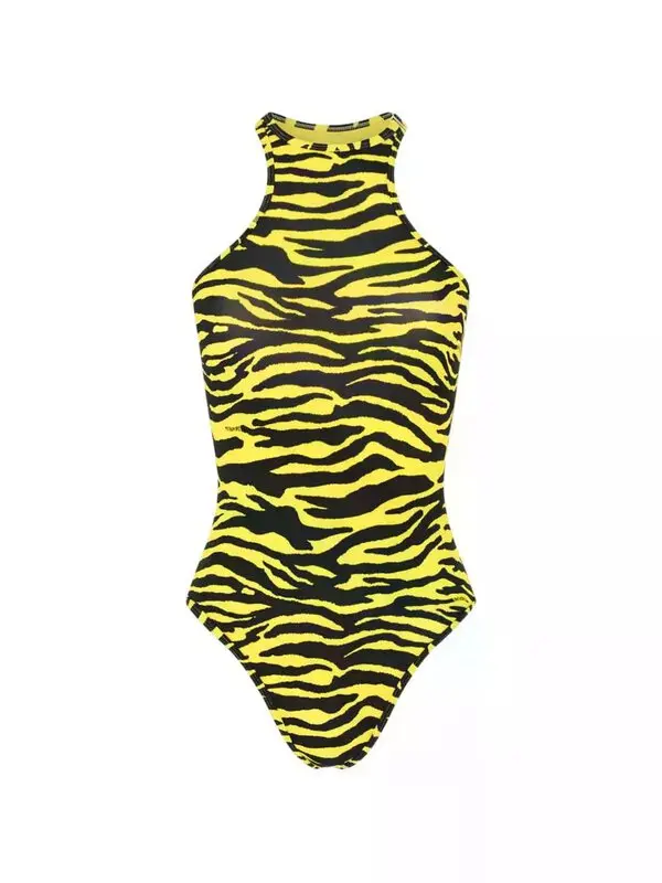 Attico Racerback Halterneck Swimsuit - Yellow
