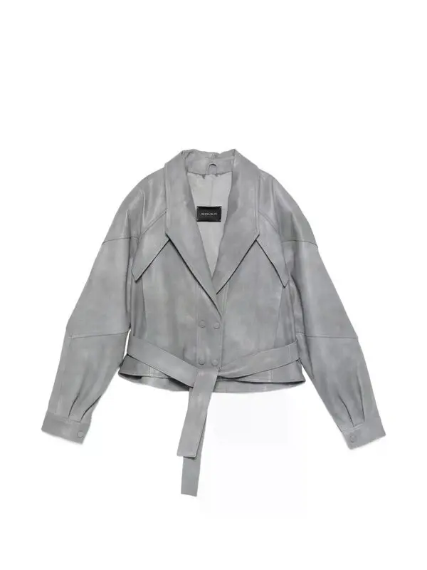 MANOKHI Karo Belted Double-breasted Jacket - Grey