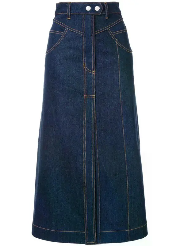ELLERY Traffic Panelled Denim Skirt - Blue