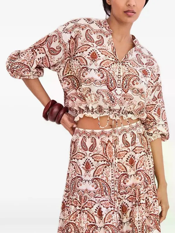 Cara Cara Perrin Paisley-print Cotton Top