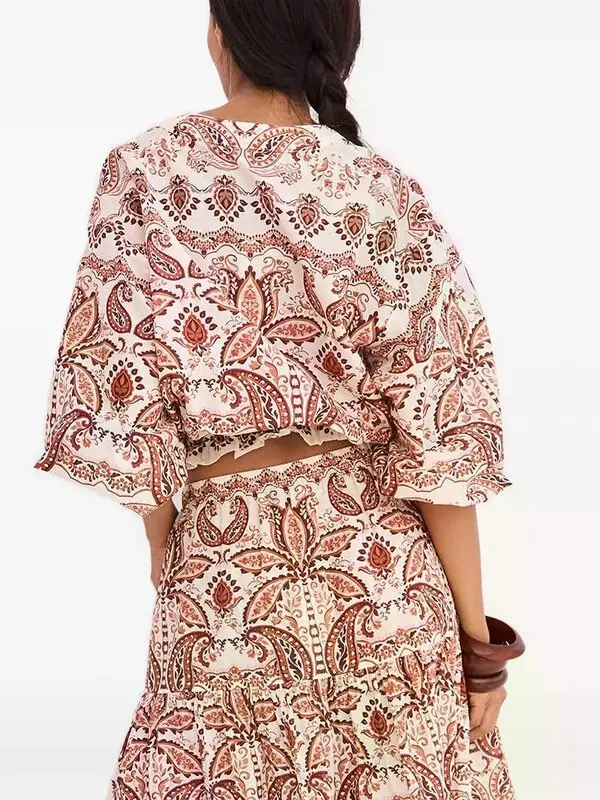 Cara Cara Perrin Paisley-print Cotton Top