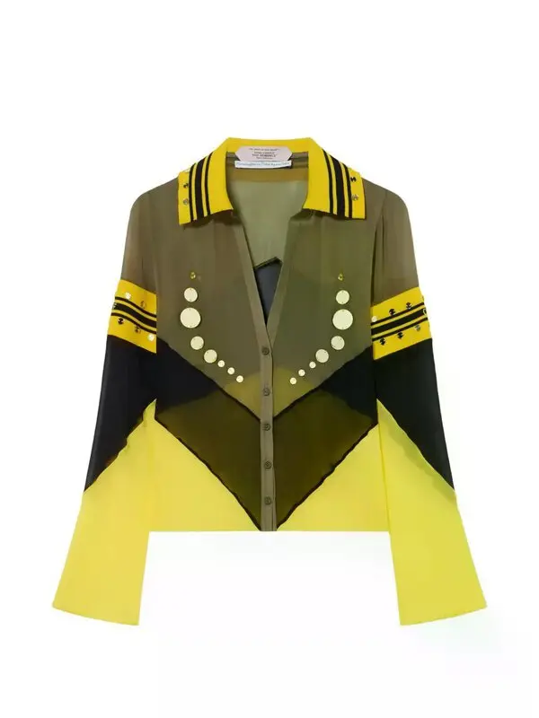 Off-White Embellished Colour-block Shirt - Yellow