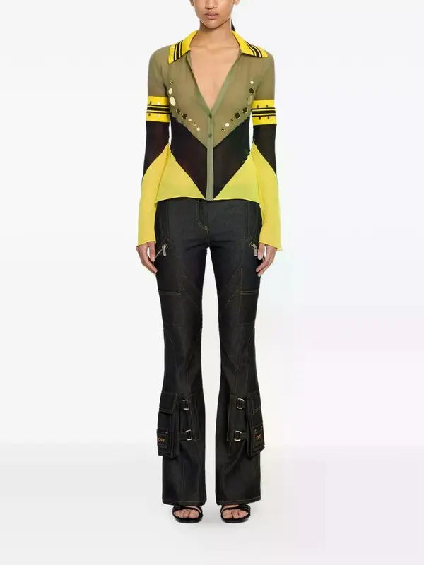 Off-White Embellished Colour-block Shirt
