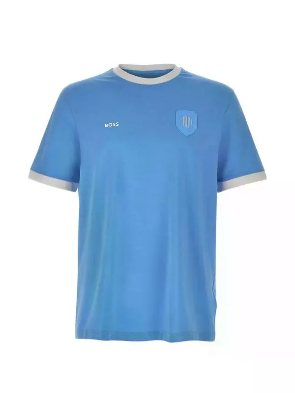 BOSS Logo-patch Contrast-trim T-shirt - Blue