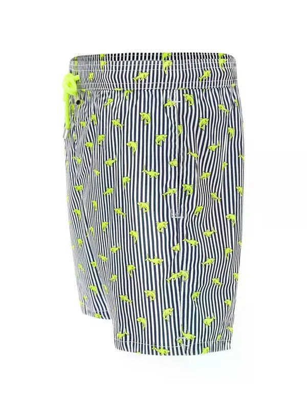 MC2 SAINT BARTH Lighting Shark-print Striped Swim Shorts